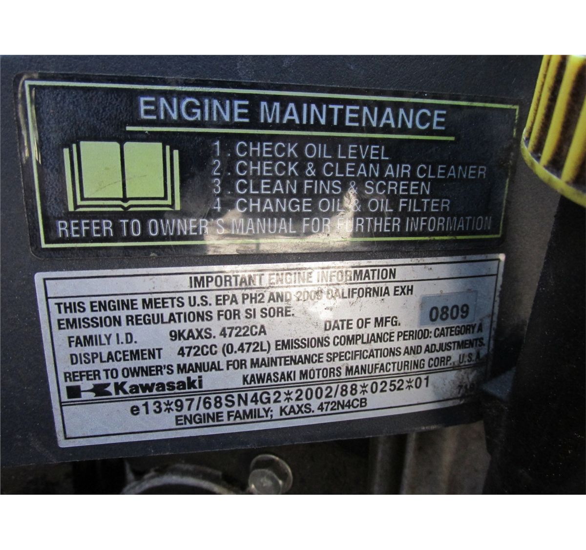 Scag walk-behind mower, sulky, 2 yr. old Kawasaki engine, 52" deck ...