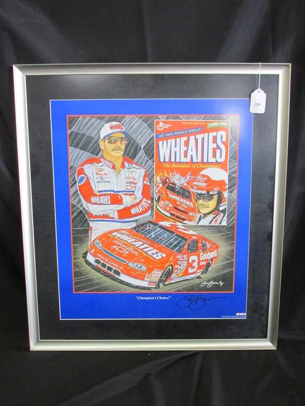 Dale Earnhardt Wheaties framed Sam Bass print