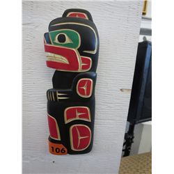 Carved native wall plaque by R. Krawchuk