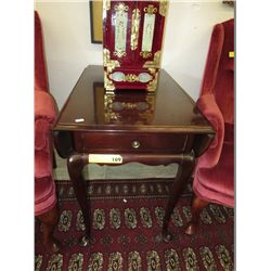 Gibbard game table with drawer & drop leaf sides