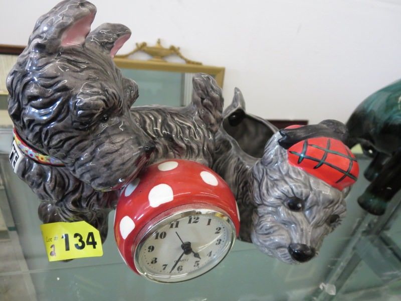 Scottie dog clock & Scottie dog plant holder