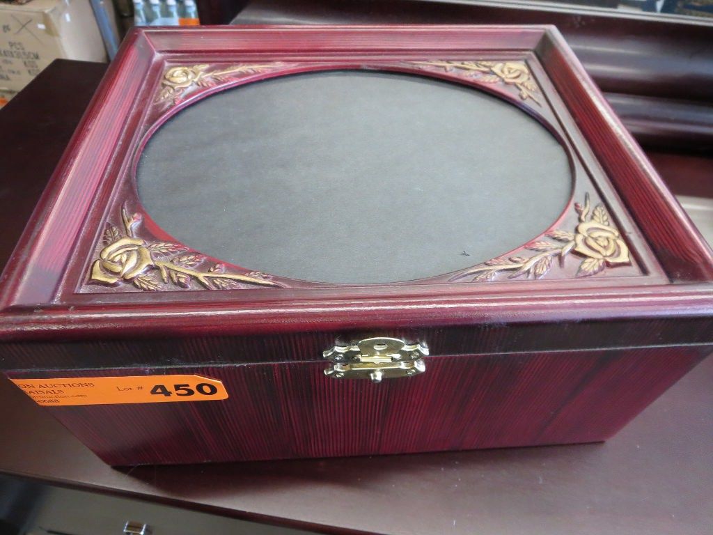 Velvet lined wood storage box