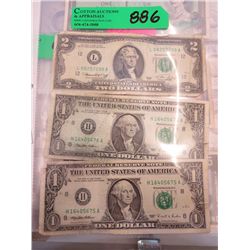 4 US small denomination bills