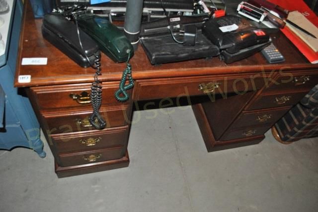 48" x 23" solid wood desk with nine drawers made