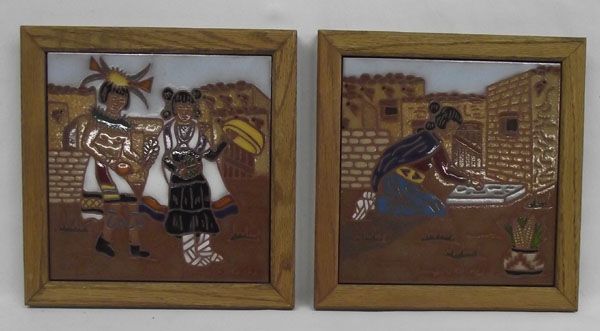 Pair of Framed Santa Fe Tiles by Jennifer Roche