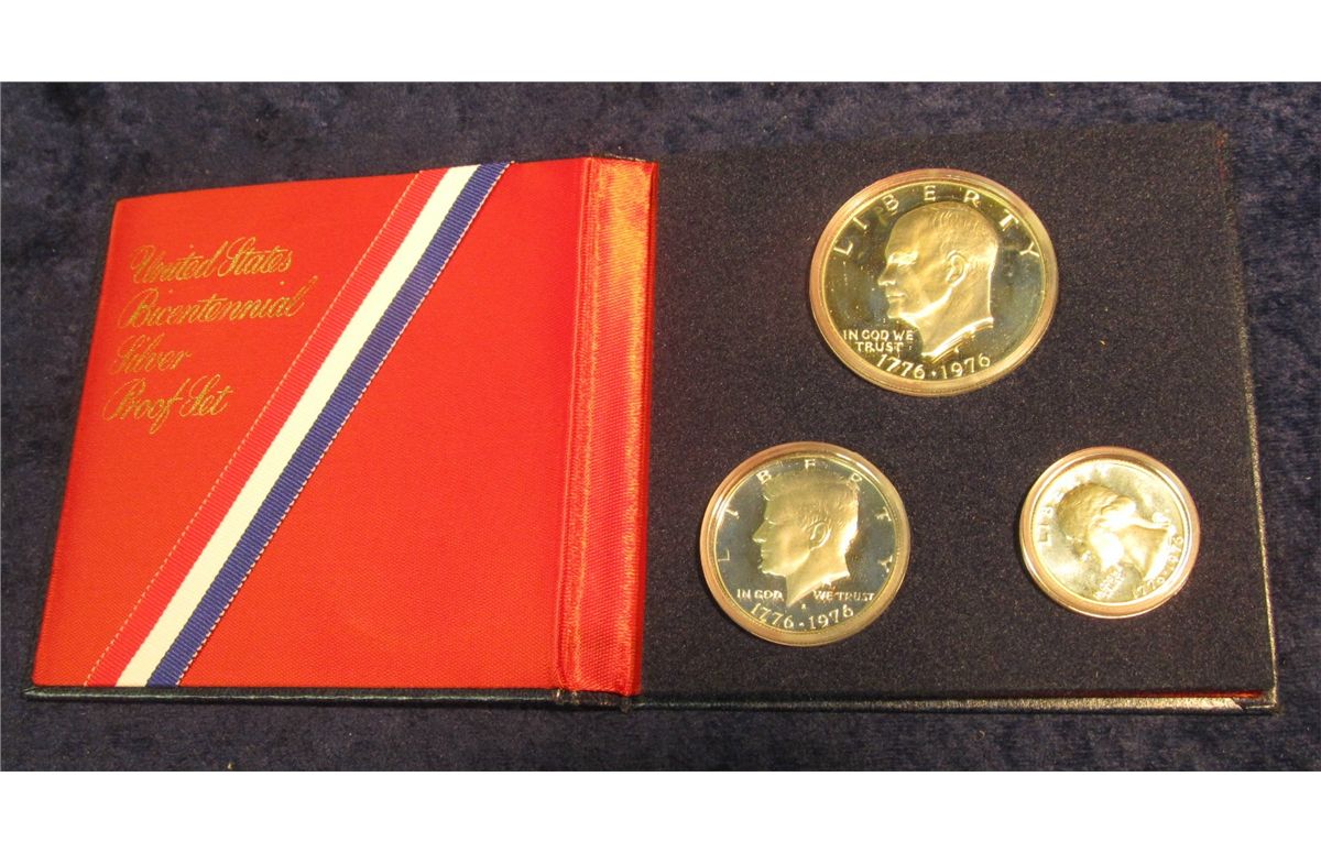14. 1776-1976 S U.S. Silver Three-Piece Bicentennial Proof Set. In ...