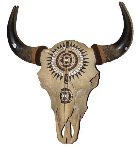 Painted Buffalo Skull