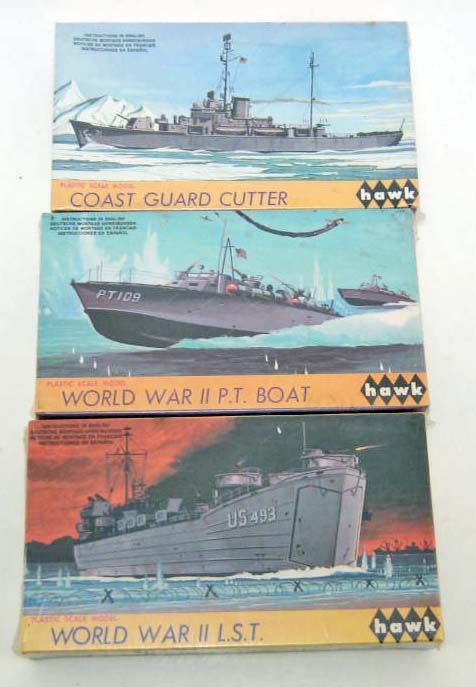 LOT OF 3 VINTAGE HAWK SHIP MODEL KITS