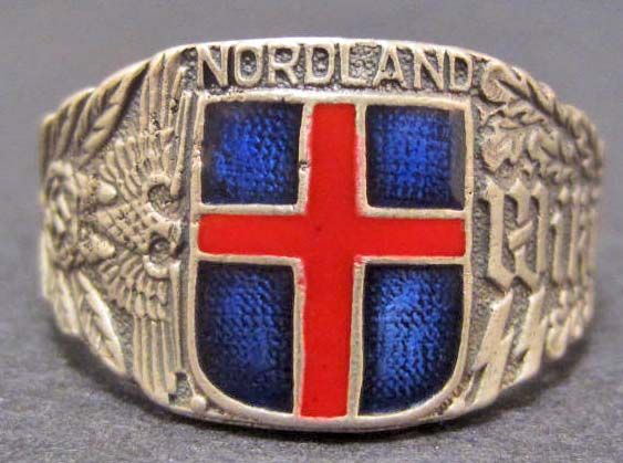 SILVER GERMAN NAZI VIKING SS NORDLAND RING SIZE 12