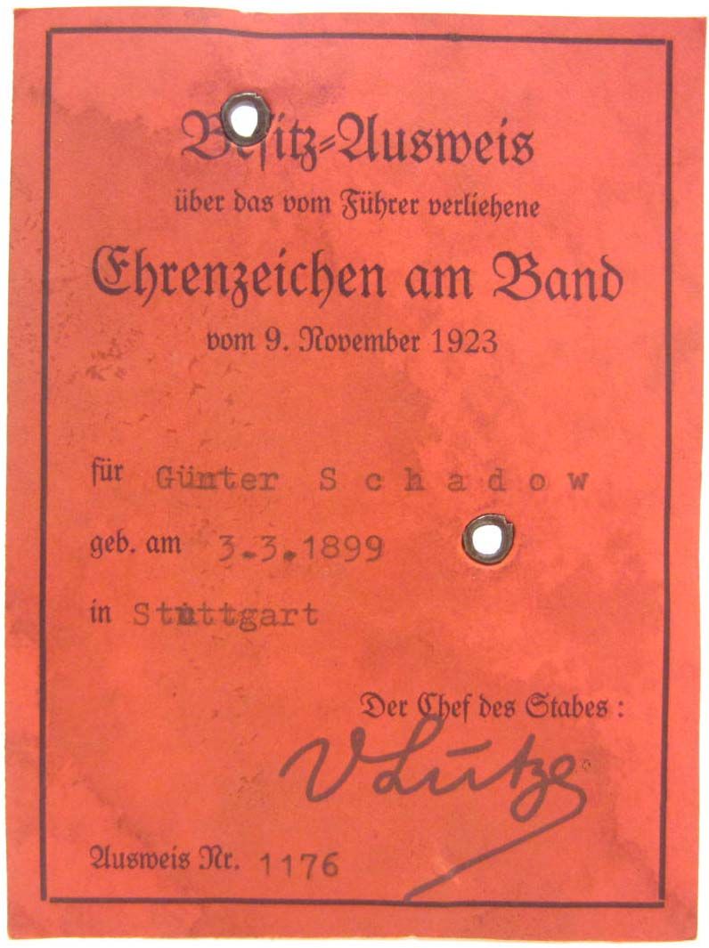 GERMAN NAZI SS ID CARD W/ PHOTO
