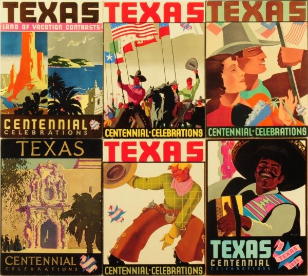 6 Texas Centennial Advertising Posters