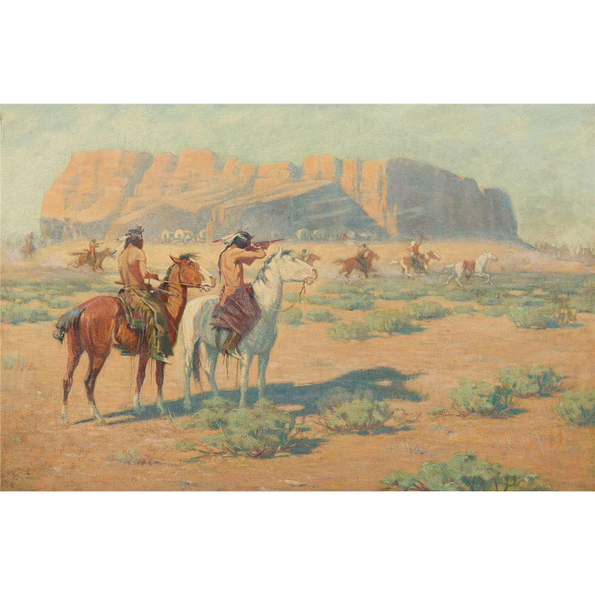 Attack on the Wagon Train by Imhof, Josef