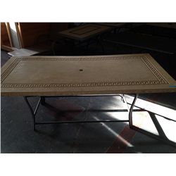 LARGE RECTANGULAR STONE TOP PATIO TABLE