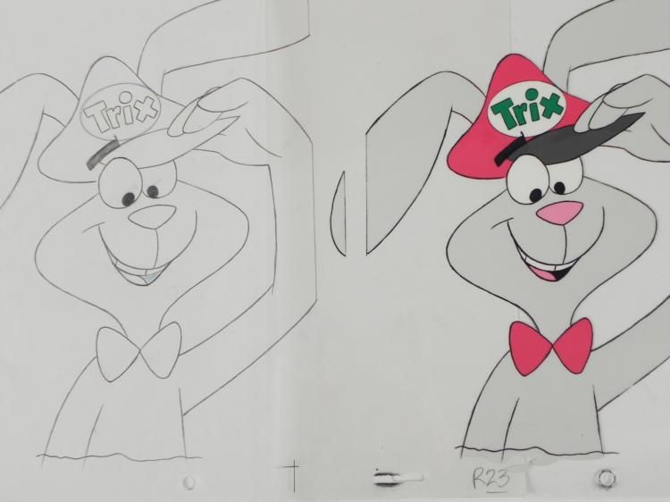 Rabbit Original Cel Drawing Animation Hat Cereal Trix
