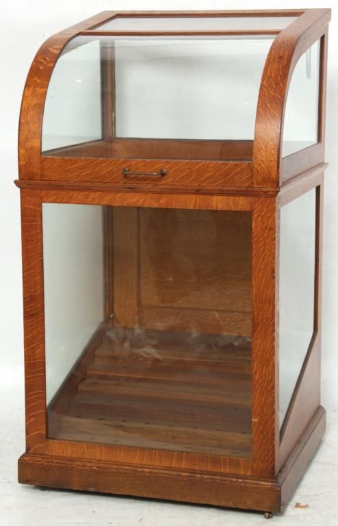 Oak Curved Top Cane Display Case