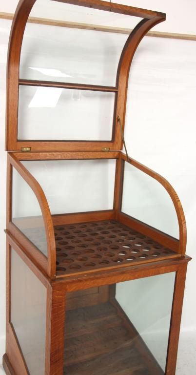 Oak Curved Top Cane Display Case