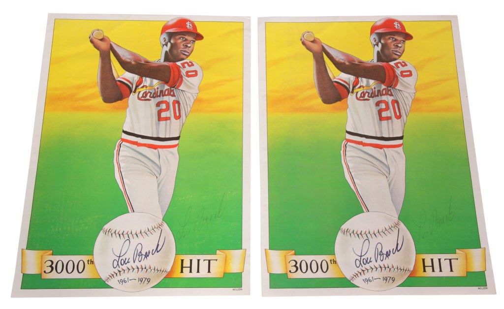 2 Hand Signed Lou Brock Posters