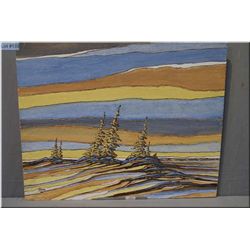 An unframed original acrylic on board painting "Golden Spruce" by ...