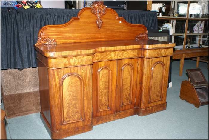 Antique Victorian mahogany sideboard with carved grape motif backboard ...