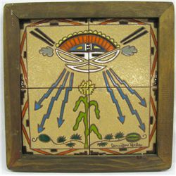 Hopi Hand Painted Tiles in Frame by Jennifer Roche