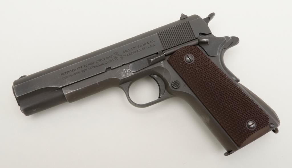 Colt Model 1911-A1 semi-auto pistol, .45 cal., 5” barrel, parkerized ...