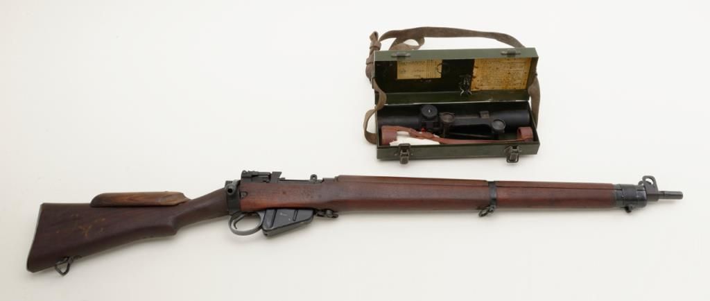 Enfield bolt action sniper rifle, .303 cal., 25” barrel, military ...