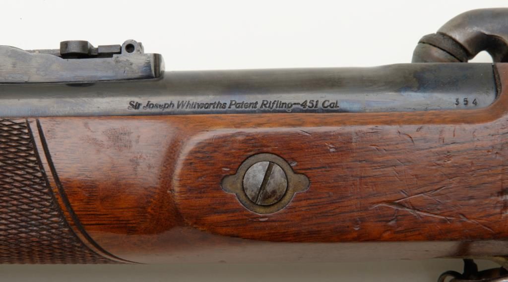 English Parker Hale Whitworth percussion rifle, .451 cal., 36” barrel ...