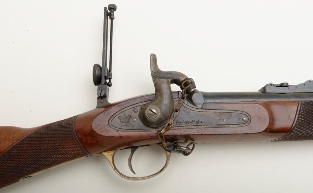 English Parker Hale Whitworth percussion rifle, .451 cal., 36” barrel ...