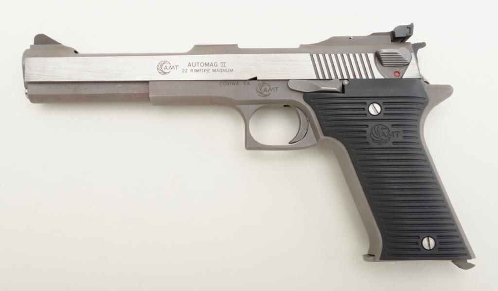 AMT Automag II semi-auto pistol, .22RF Magnum cal., 6” barrel ...
