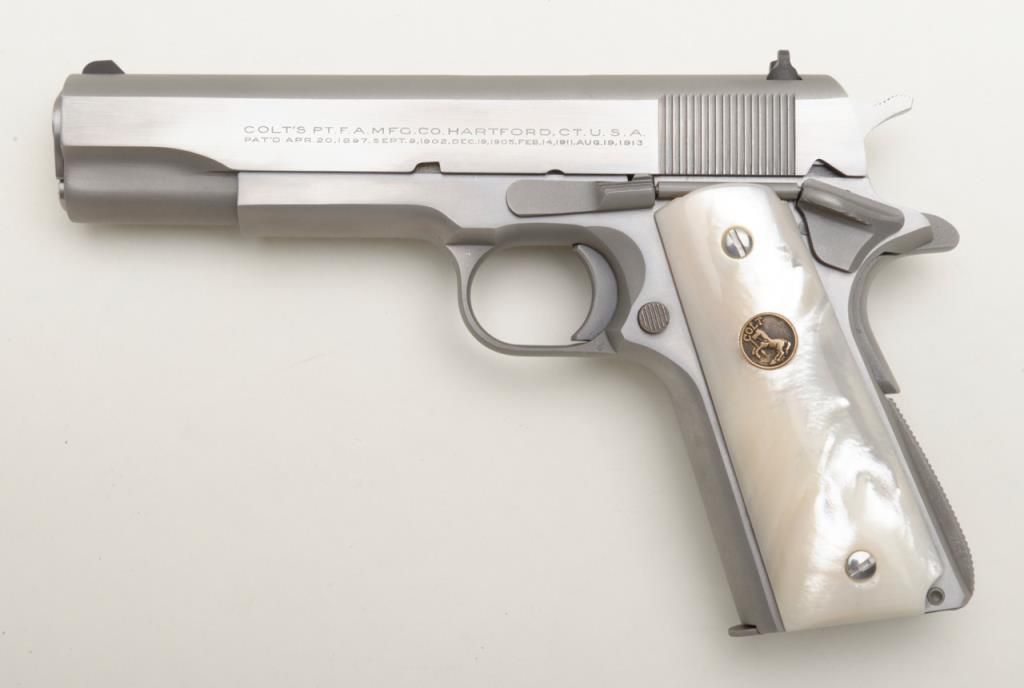 Colt Super Match semi-auto pistol, .38 Super cal., 5” barrel, stainless ...