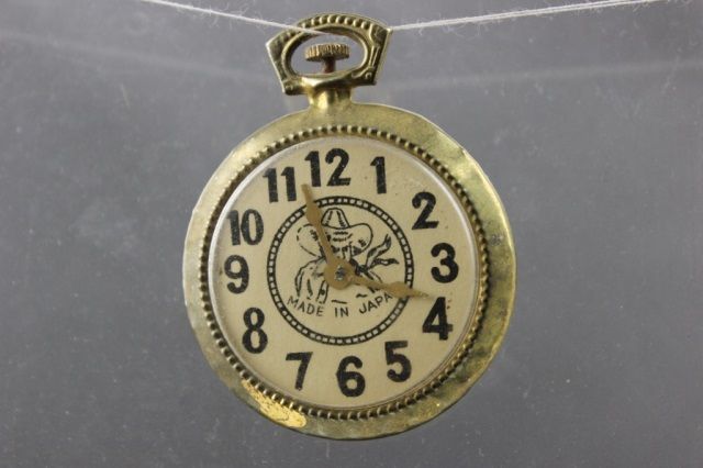 Vintage Western Cowboy Tin Pocket Watch Toy