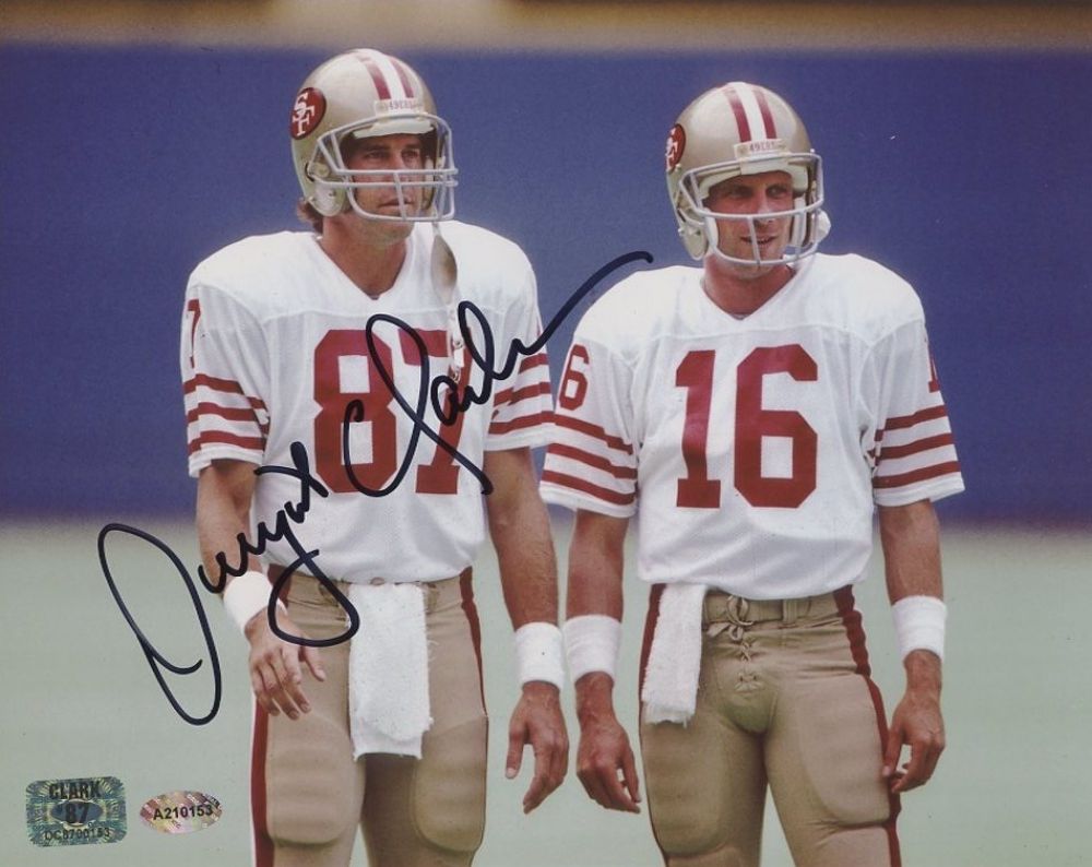 Dwight Clark Signed 49ers 8x10 Photo with Joe Montana (Clark Hologram)