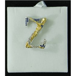 Z Erte Alphabet Pin Pendant Art Deco Figural Sterling Gold in Orignal Box