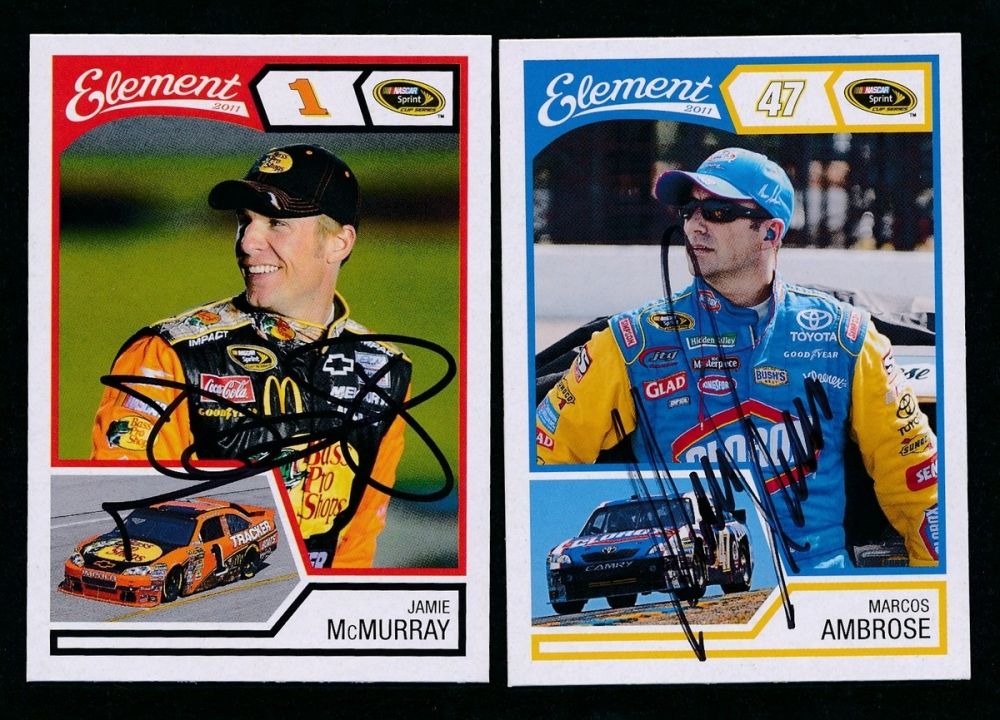 Jamie McMurray & Marcos Ambrose Signed NASCAR Racing Cards (PA LOA)