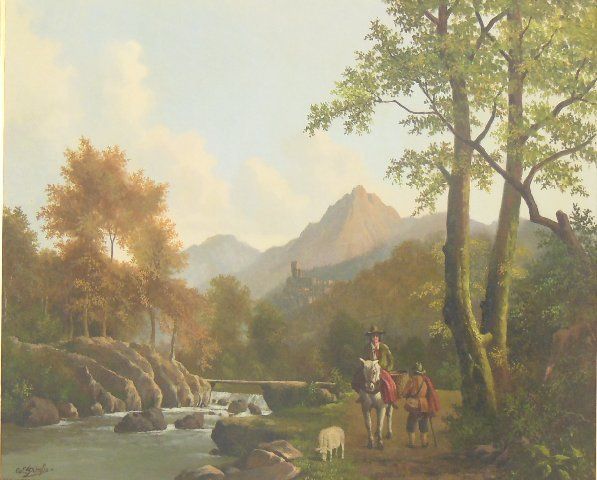 Two Carl Spitzler oils on canvas framed