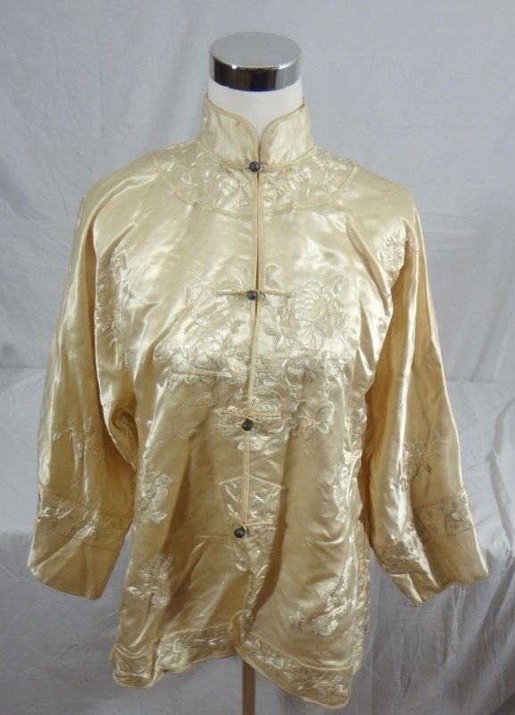 IVORY SILK CHINESE JACKET / METAL BUTTONS