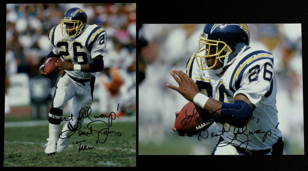 Lot of (2) Lionel James Signed Chargers 8x10 Photos Inscribed "Best ...