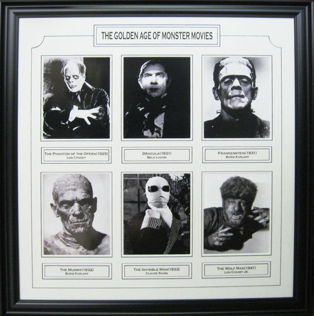 Frankenstein Original Film Collage collector frame. Approx. 32 x 28 inches