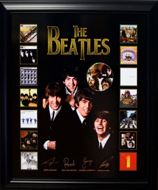 The Beatles Framed Collage Album covers Approx. 24 x 34 inches