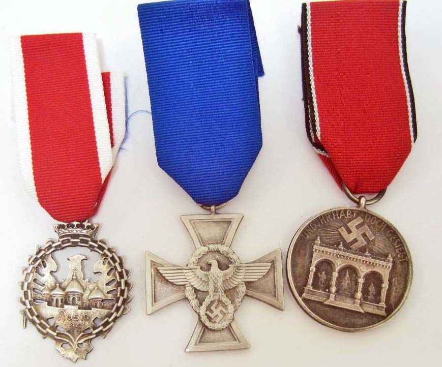 LOT OF 3 GERMAN NAZI MEDALS W/ RIBBONS