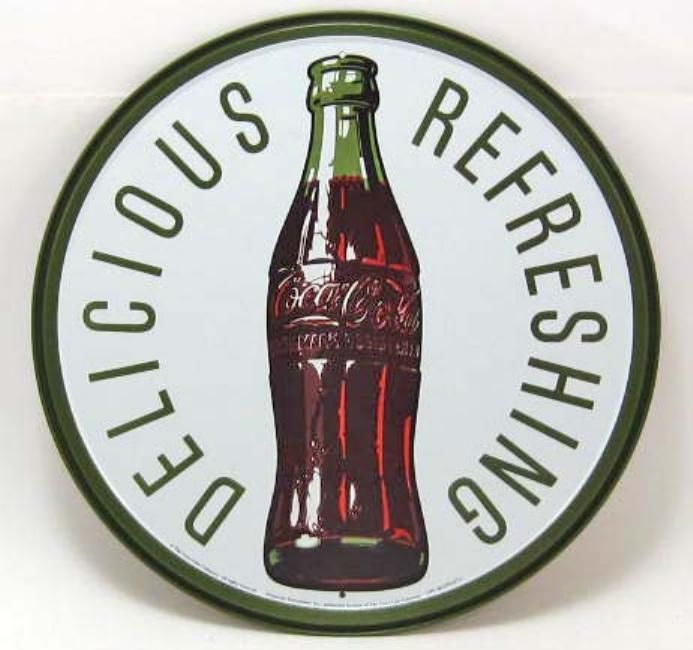 COCA COLA ROUND METAL ADVERTISING SIGN