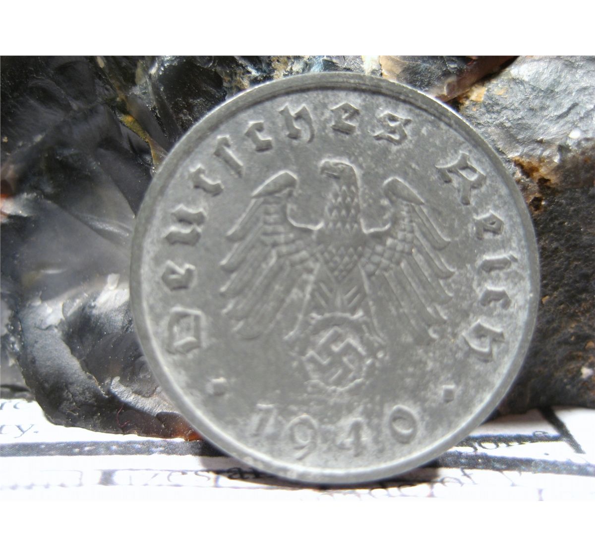 1940-A NAZI Swastika 10 Pf Coin WW2 german