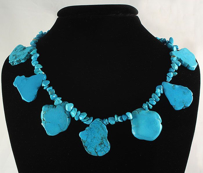 Beautiful Chunky Slab Turquoise Necklace 96.50 grams
