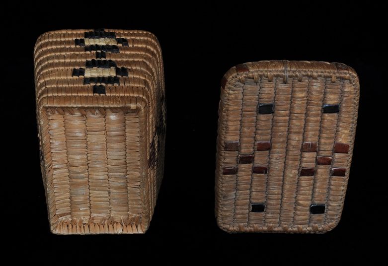 Lidded Salish Basket with Imbricated Design 7" L. 5" W. 6" H. Good ...