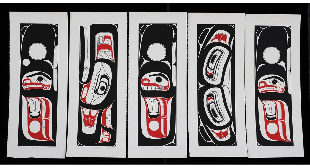 James Hart Set of Five Serigraph (Pentych) "Killer Whale 3 Fin" AP 3/3 ...