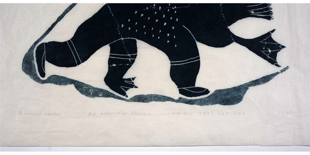 Inuit Stonecut Print 1965 Signed in Syllabic 25/30 17"x 22 1/2" Good ...