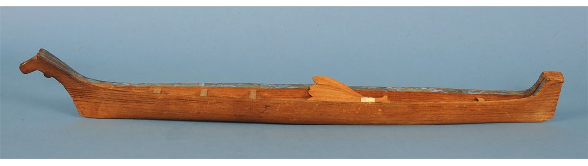 Northwest Coast Carved Model Racing Canoe of "Mermaid", a Canoe That ...