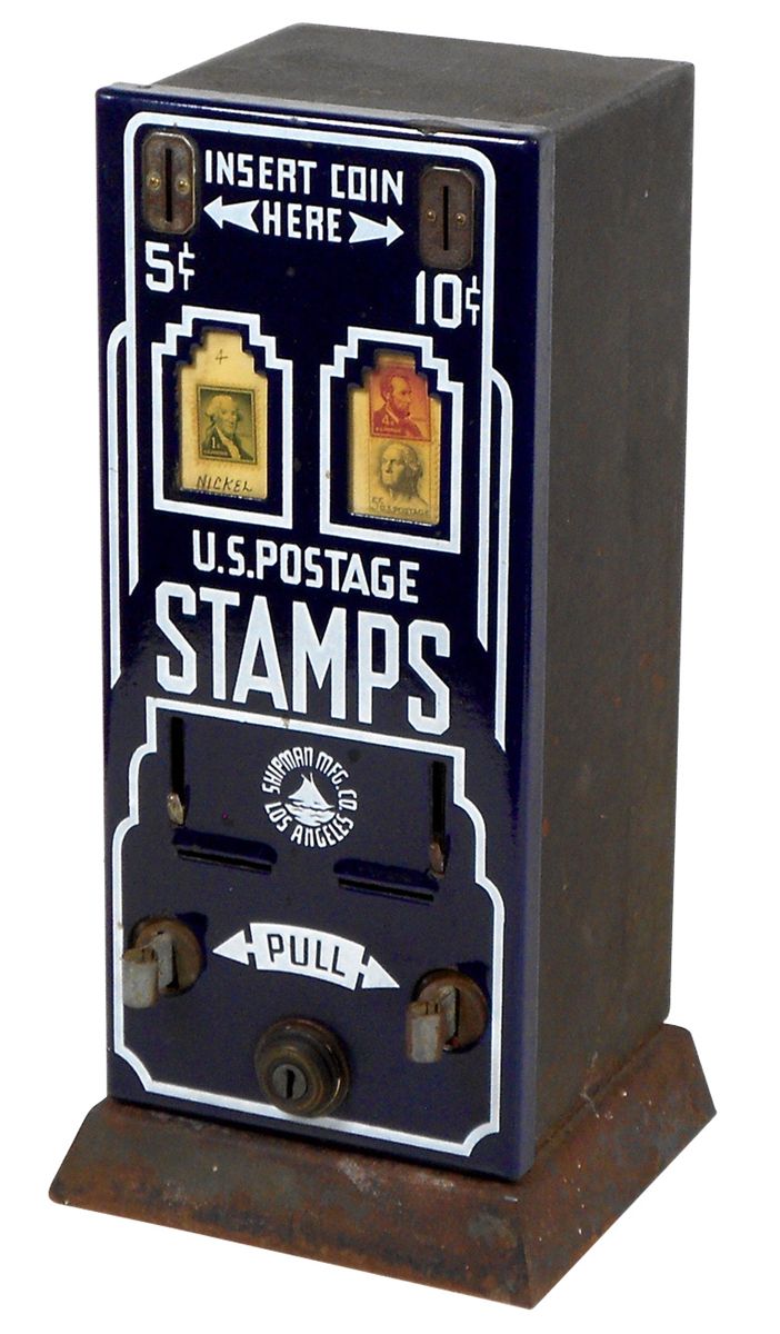 Coin-operated machine, U.S. Postage Stamps, mfgd by Shipman Mfg. Co ...