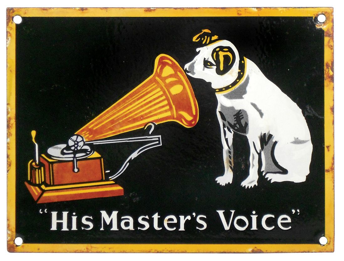 Advertising sign, porcelain RCA Victor His Master's Voice w/Nipper ...