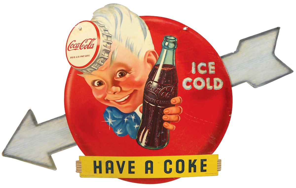 Coca-Cola Sprite Boy diecut cdbd sign w/movable arrow, Have A Coke ...